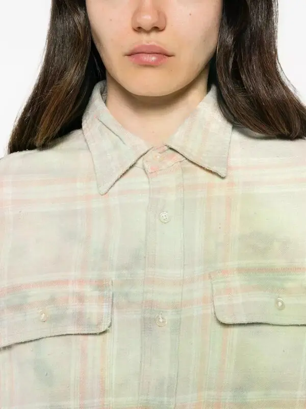 R13 Plaid-pattern Frayed Shirt