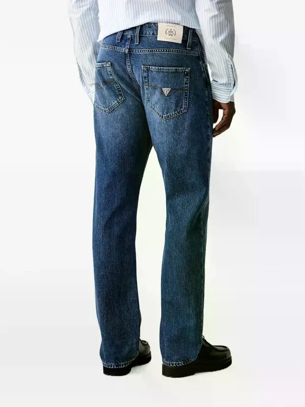 Guess Logo-patch Straight-leg Jeans