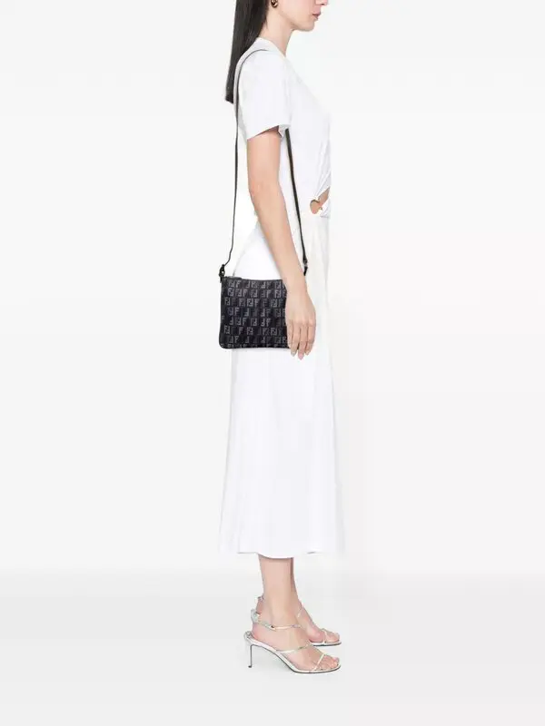 Fendi 2000-2010 Zucchino Denim Crossbody Bag - Blue
