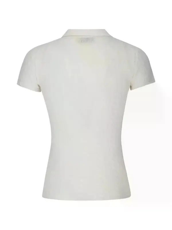 HAIKURE Cable-knit Short-sleeve Polo Top