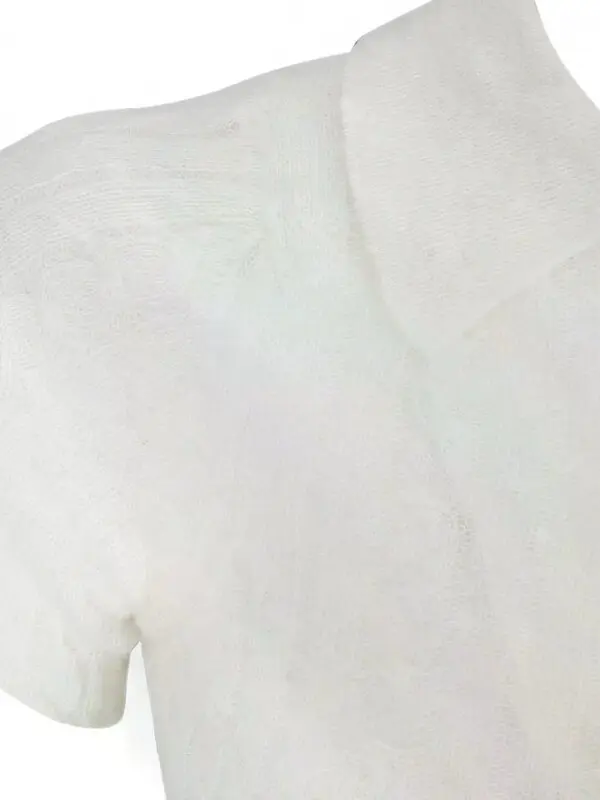 HAIKURE Cable-knit Short-sleeve Polo Top