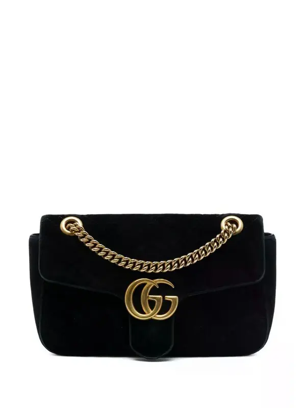 Gucci 2016-2026 Medium Gg Marmont Matelasse Velvet Shoulder Bag - Black