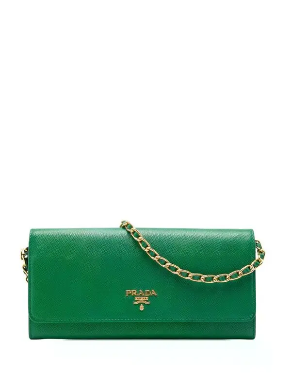 Prada 2013-2026 Saffiano Lux Wallet On Chain Crossbody Bag - Green