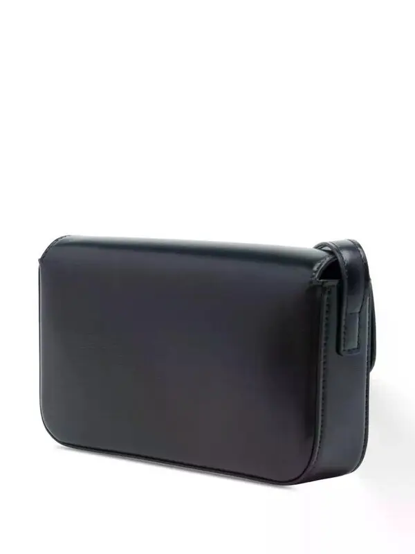 Celine 2021 Shiny Calfskin Triomphe Claude Shoulder Bag - Black