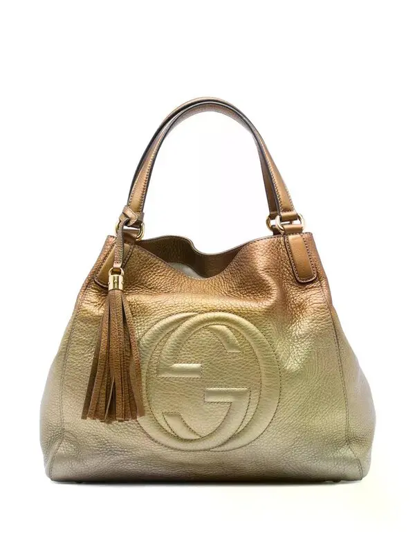 Gucci 2016-2026 Medium Ombre Pebbled Calfskin Soho Cellarius Tote Bag - Gold