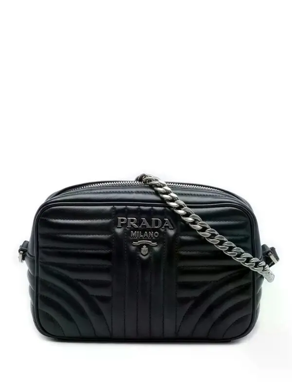Prada 2010-2026 Soft Calfskin Diagramme Camera Bag Crossbody Bag - Black