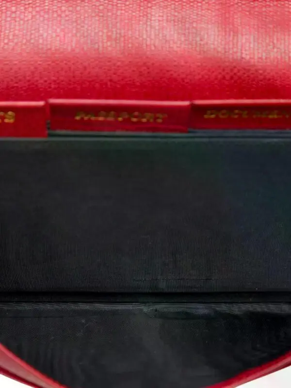 Saint Laurent Chyc Ligne Textured Leather Clutch - Red