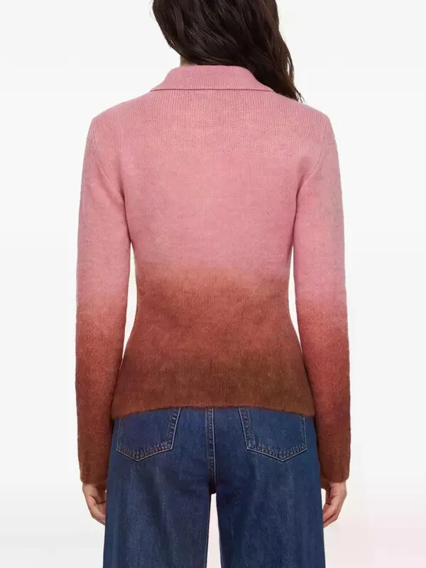 ROWEN ROSE Ombré Effect Long Sleeve Polo Shirt