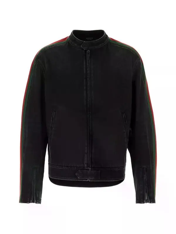 Gucci Cotton Denim Biker Jacket With Web