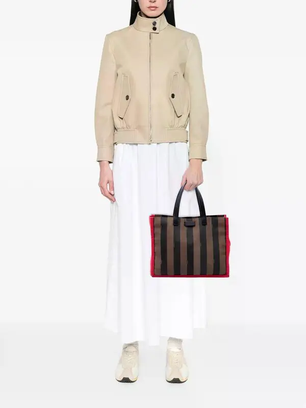 Fendi 2010-2026 Pequin Canvas Simply Shopping Tote Bag - Brown