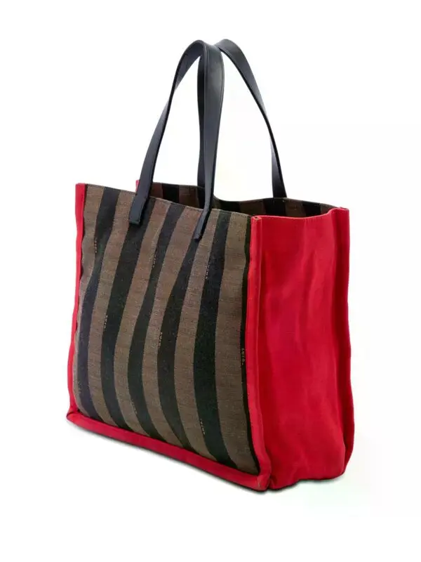 Fendi Pequin Canvas Shopping Tote Bag - Brown