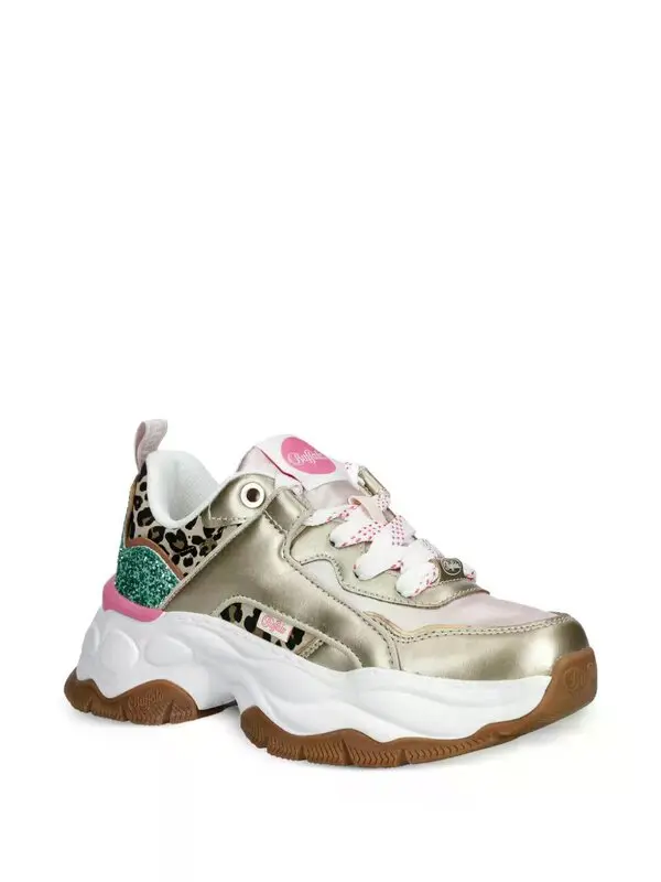 BUFFALO Jump One Leopard-print Glitter-detail Sneakers