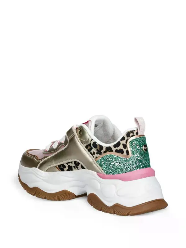 BUFFALO Jump One Leopard-print Glitter-detail Sneakers