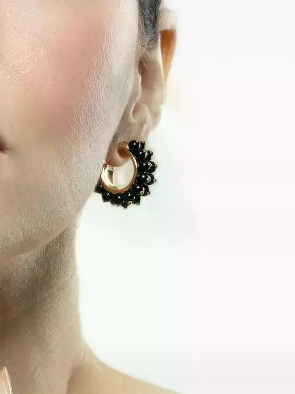 Verdura Beaded Spinel Hoop Earrings - Gold