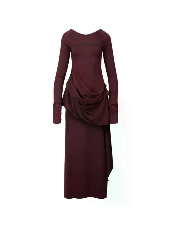 NACHE Draped Long-sleeve Maxi Dress