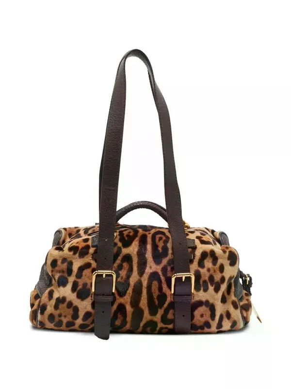 Dolce & Gabbana Leopard Print Calf Hair Satchel Bag