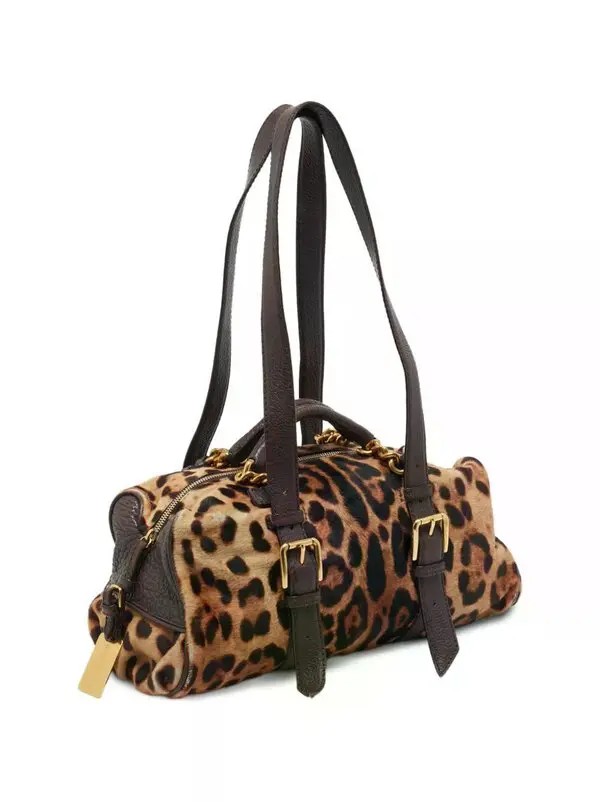 Dolce & Gabbana Leopard Print Calf Hair Satchel Bag
