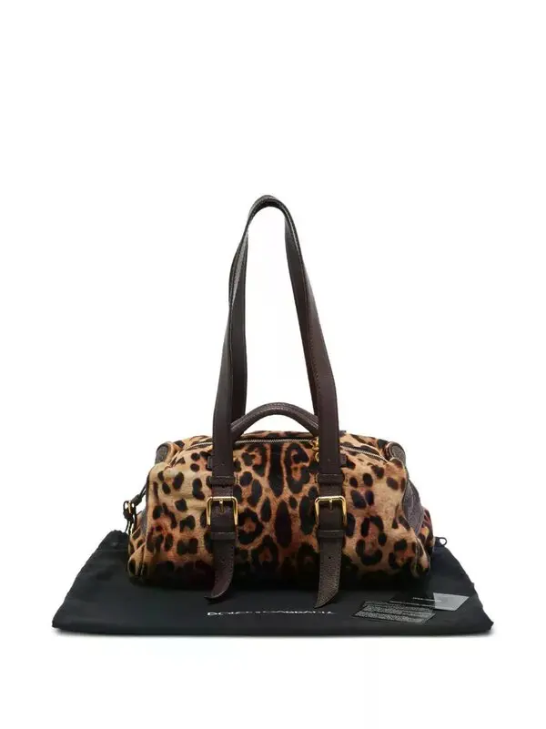 Dolce & Gabbana Leopard Print Calf Hair Satchel Bag