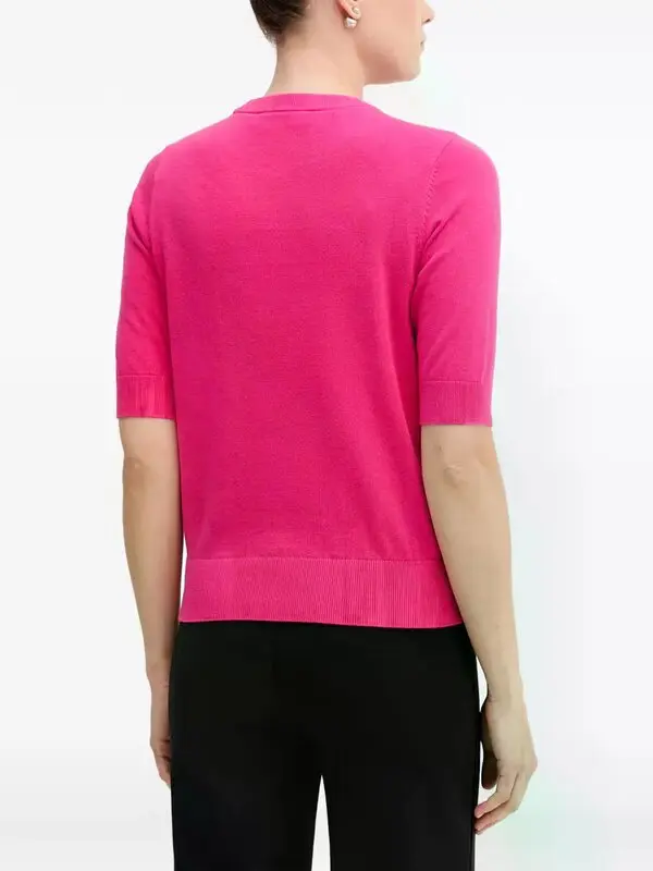 Dkny Floral-intarsia Short-sleeve Sweater