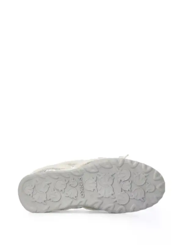Pinko Cracked-effect Shearling-trim Sneakers