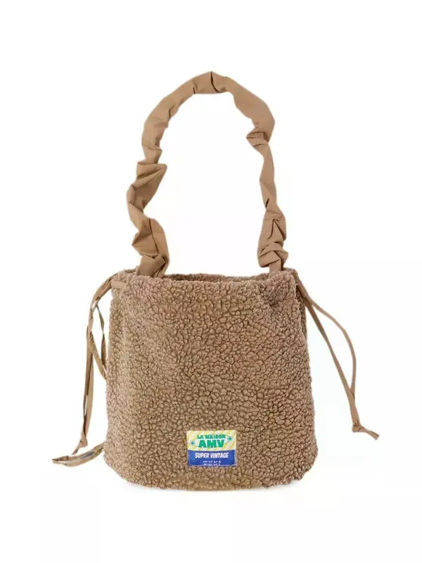 American Vintage Fleece-texture Drawstring Shoulder Bag - Brown