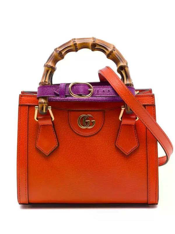 Gucci 2021-2026 Small Calfskin Bamboo Diana Satchel - Orange