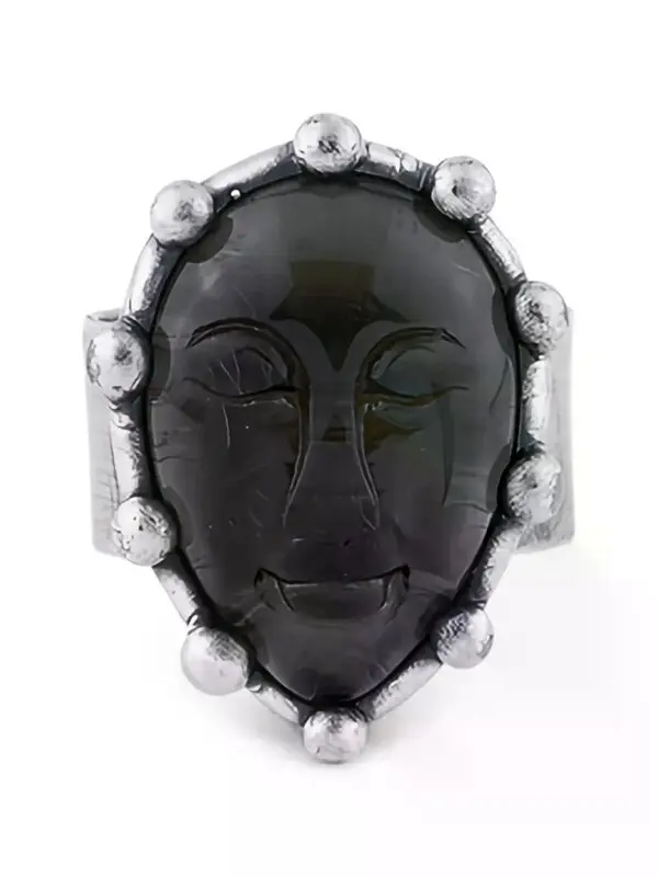 POISONED HEARTS Glass-detail Face-motif Rings - Silver