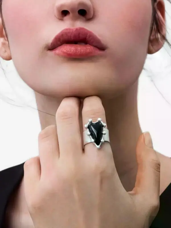 POISONED HEARTS Plated Porcelain Heart Motif Ring