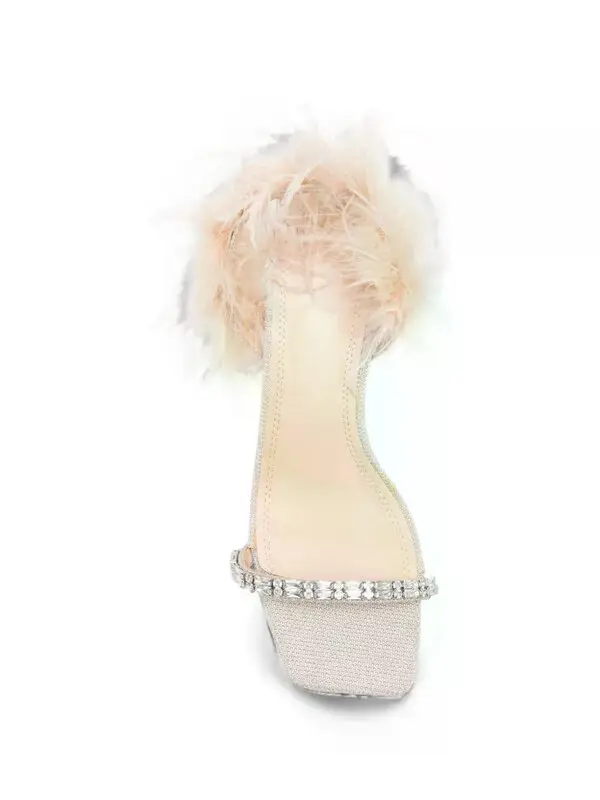 TWENTY FOURHAITCH Feather-trim Crystal-embellished Sandals