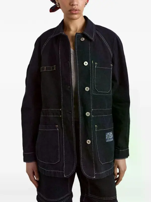 DAMSON MADDER Julia Contrast-stitch Denim Jacket - Blue
