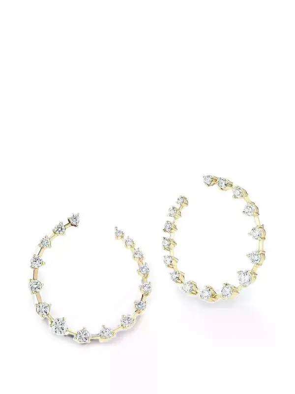 JADE TRAU Crescent Diamond Hoop Earrings