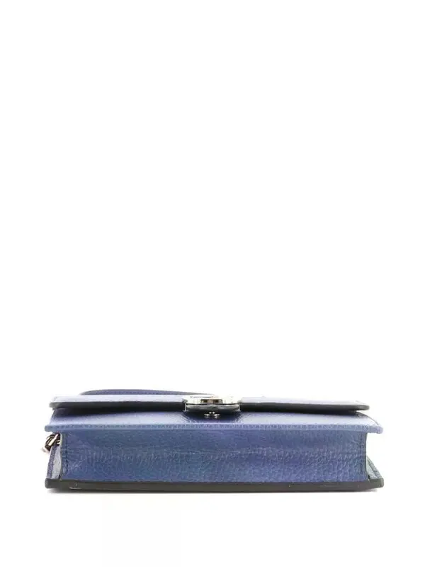 Gucci Interlocking Wallet On Chain Leather Crossbody Bag - Blue