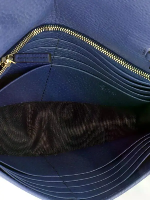 Gucci Interlocking Wallet On Chain Leather Crossbody Bag - Blue