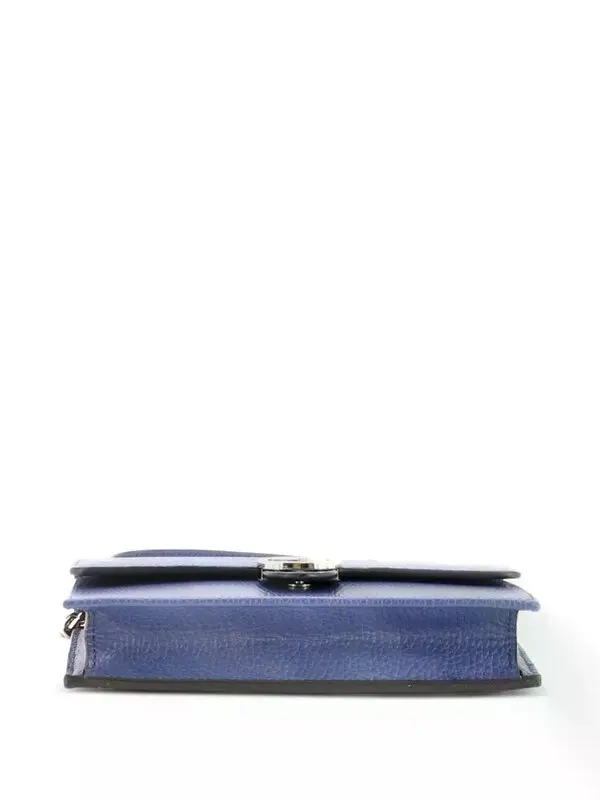 Gucci Interlocking Wallet On Chain Leather Crossbody Bag - Blue