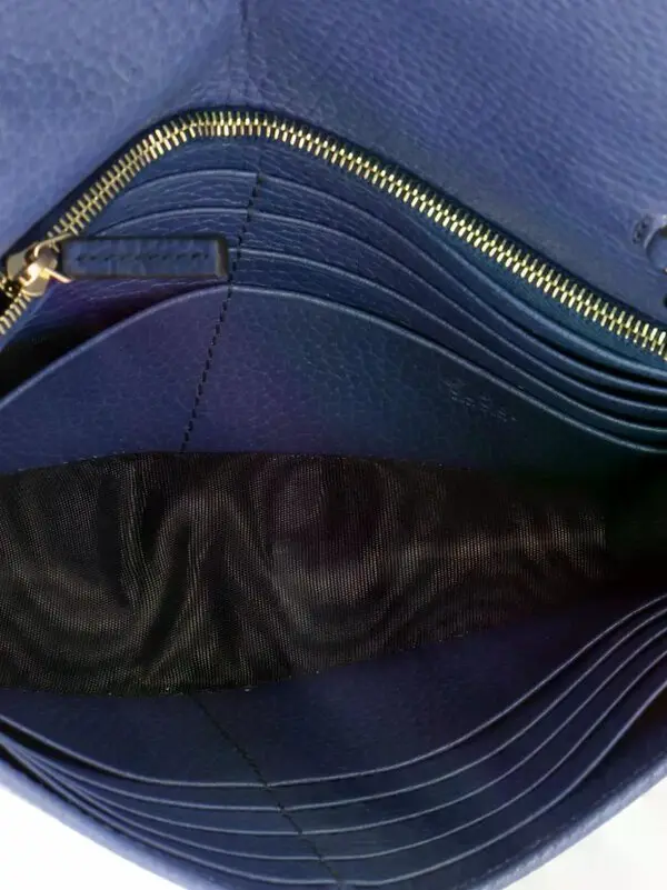 Gucci Interlocking Wallet On Chain Leather Crossbody Bag - Blue