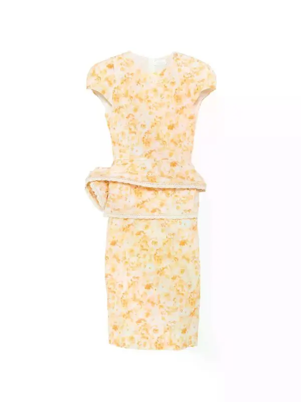 Magda Butrym Floral-print Peplum Midi Dress - Neutrals