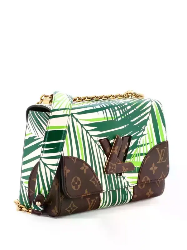 LOUIS VUITTON Twist Handbag Limited Edition Palm Print Leather With Monogram Canvas Mm Shoulder Bag - Brown