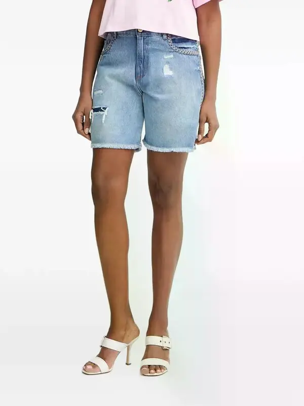Just Cavalli Braided-trim Knee-length Denim Shorts