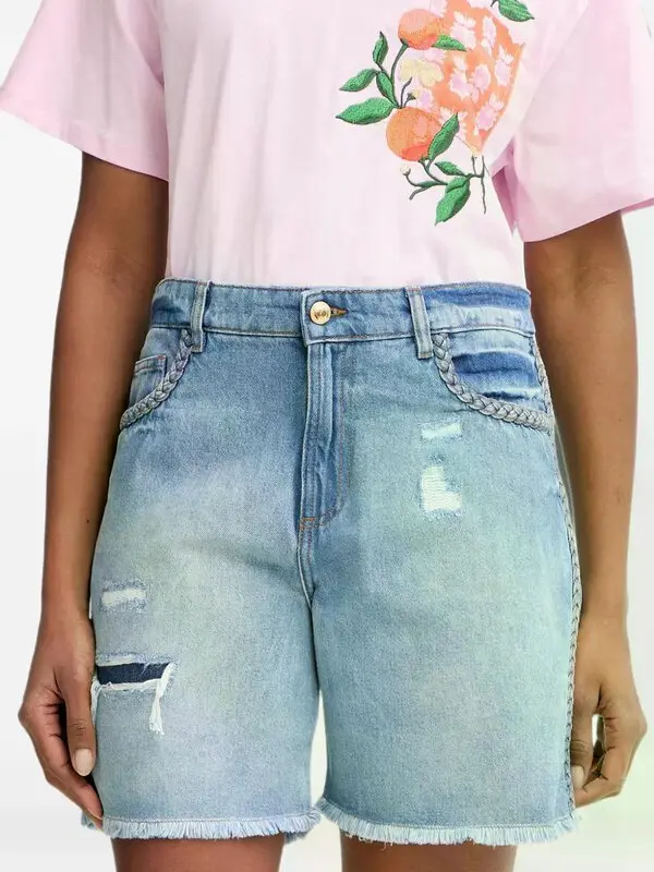 Just Cavalli Braided-trim Knee-length Denim Shorts