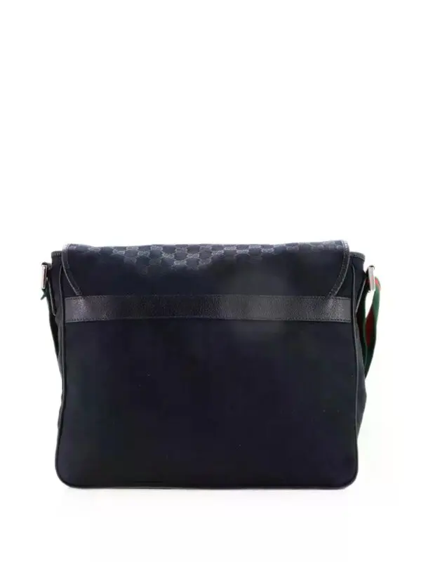 Gucci Web Strap Flap Messenger Gg Canvas Medium Crossbody Bag