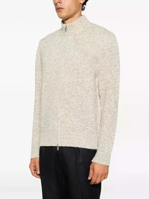LARDINI Zip-up Marl-knit Sweater