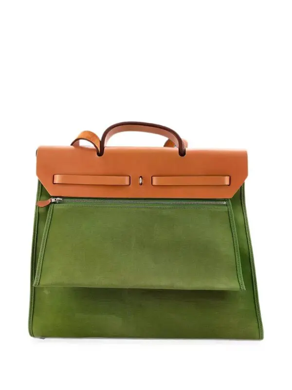 Hermès Herbag Zip Leather And Toile 39 Satchel