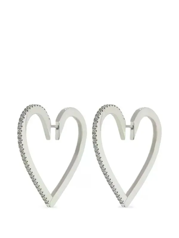 CADAR Endless Heart Diamond Hoop Earrings - Silver