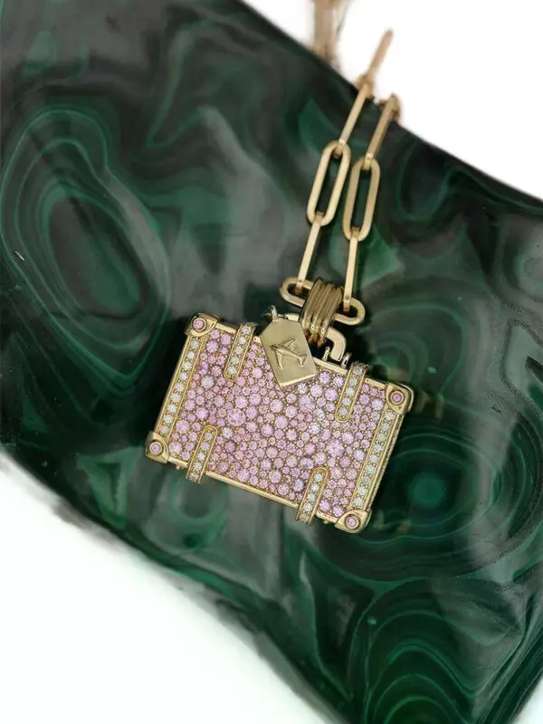 NEVERNOT Pink Sapphire And Diamond Suitcase Pendant Necklace