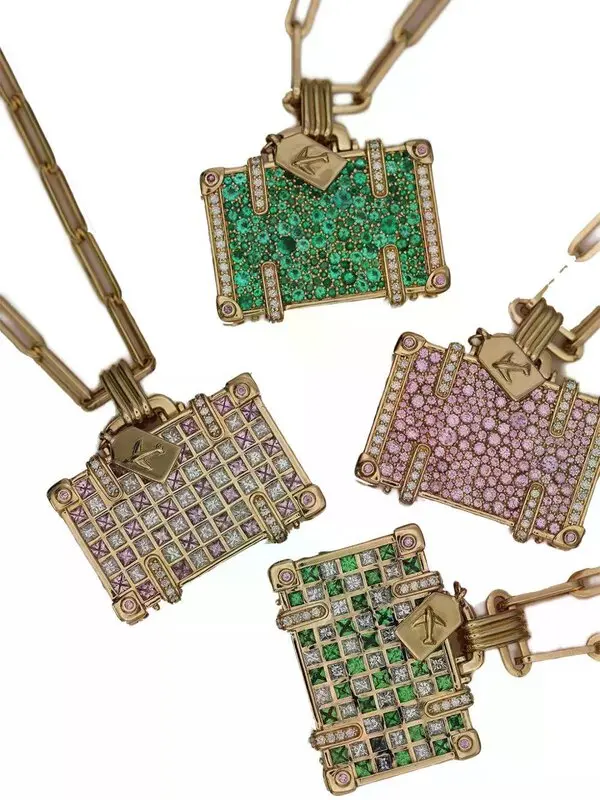 NEVERNOT Pink Sapphire And Diamond Suitcase Pendant Necklace - Gold
