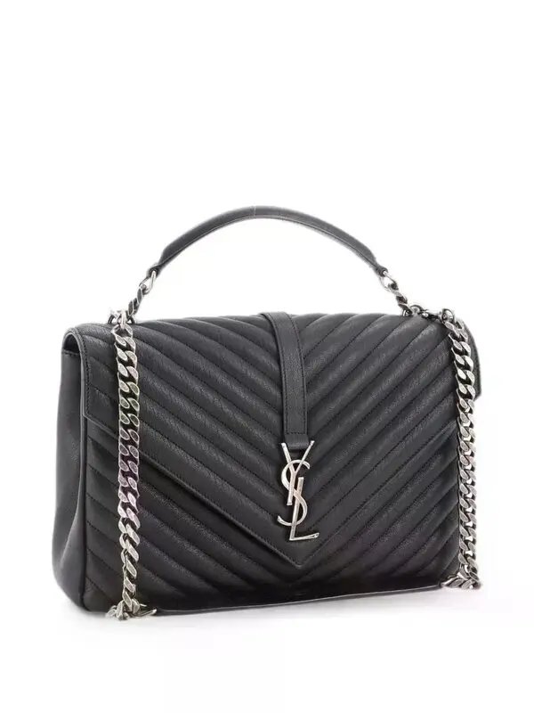 Saint Laurent Monogram College Shoulder Bag Matelassé Chevron Leather