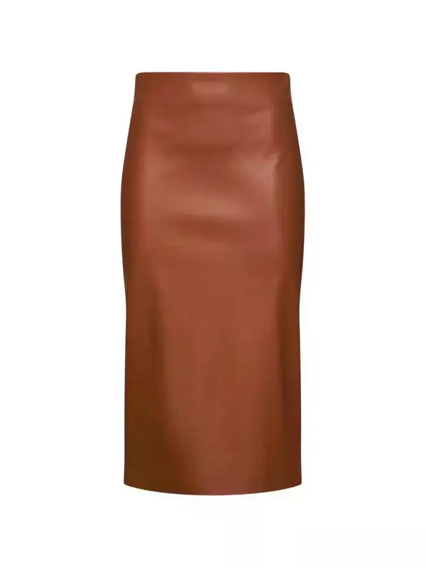 BLANCA VITA High-rise Back-slit Midi Skirt - Brown