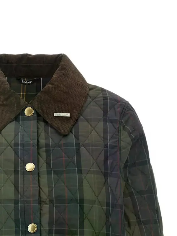 Barbour Liddesdale Quilted Jacket With Tartan Pattern And Corduroy Collar