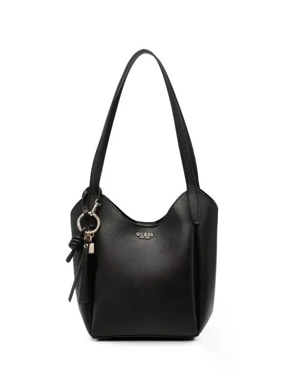 Guess Melody Logo-plaque Pebbled-leather Shoulder Bag - Black