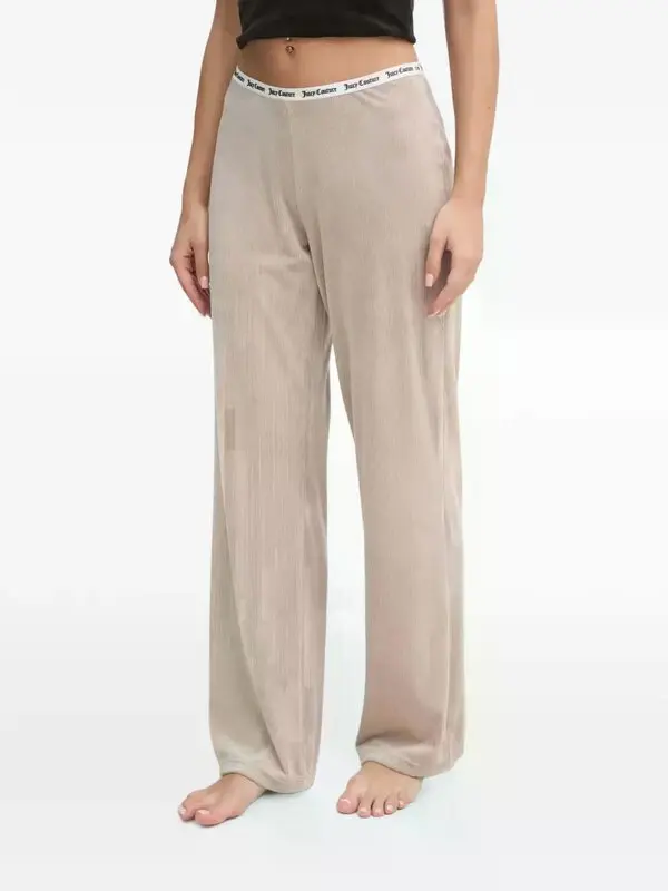 Juicy Couture Logo-waistband Ribbed Trousers - Neutrals